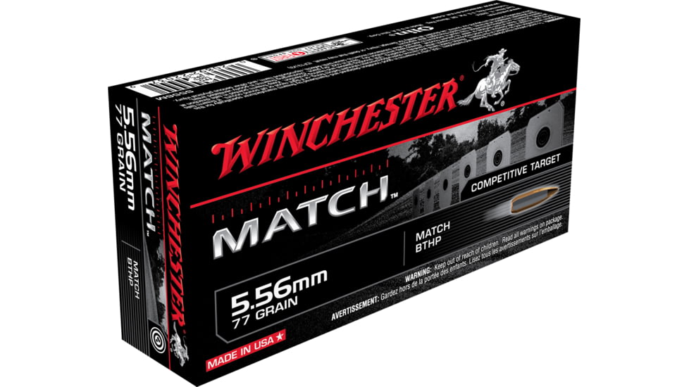 Winchester MATCH 5.56x45mm NATO 77 grain Boat Tail Hollow Point 500 ...